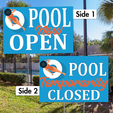 Pool Open Closed Double Sided 12"x18" Bandit Sign