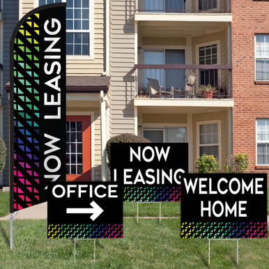 Prismatic Neon Style Feather Flag and Yard Sign Marketing Bundle