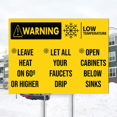 Freeze Warning (Yellow) Coroplast Yard Signs