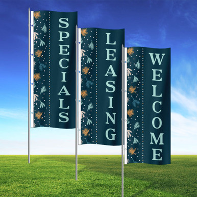 Teal Tidings: 3x8 Vertical Flags