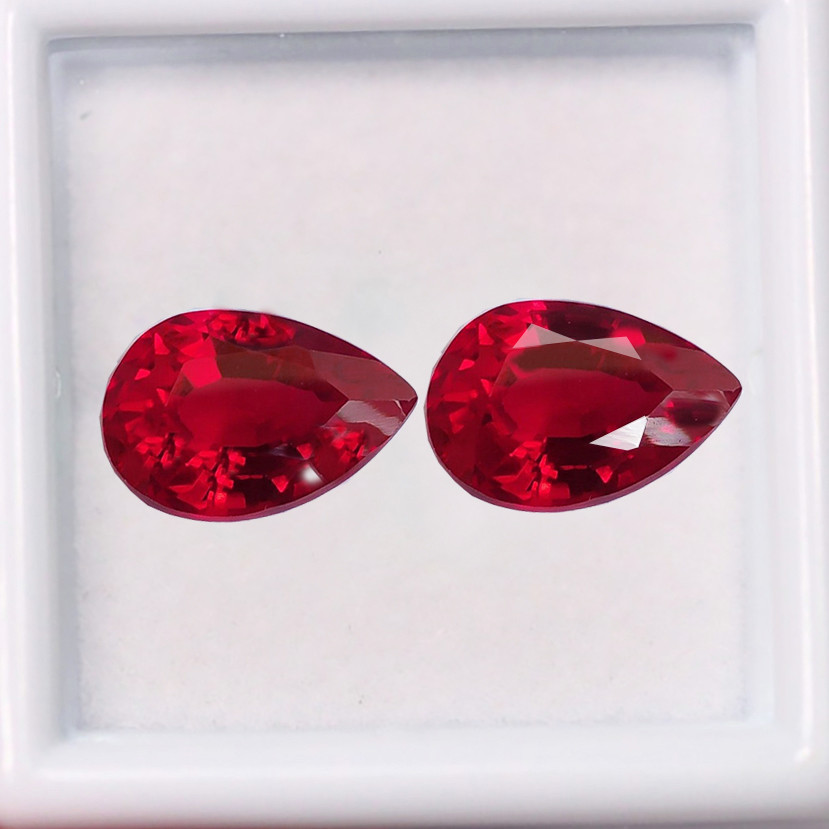 6x4 mm 2 pcs Pear AAA Fire Intense Red Mozambique Ruby Natural {VVS ...