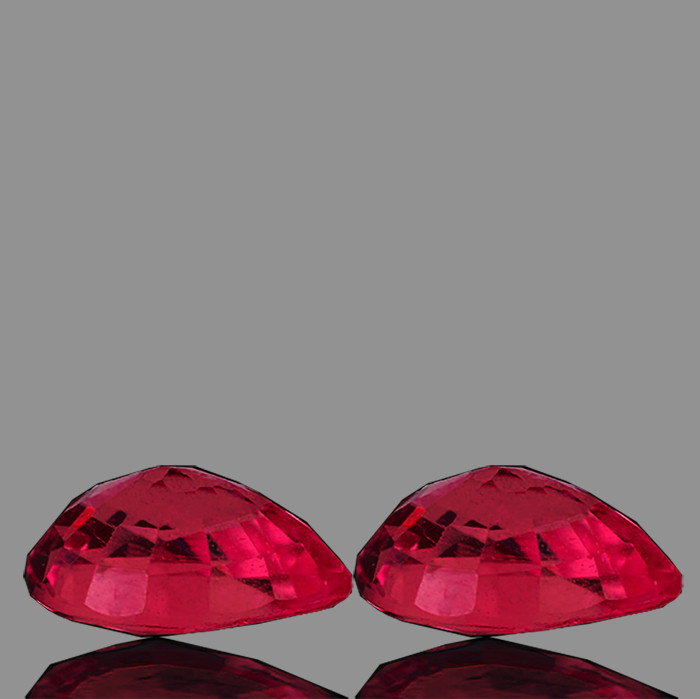 8x6 mm 2 pcs Pear AAA Fire Red Mozambique Ruby Natural - HappyGems