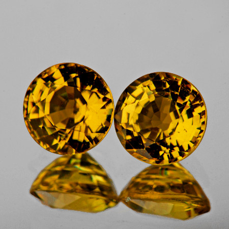 5.50 mm 2 pcs {1.34 cts} Round AAA Vivid Yellow Tourmaline Mozambique ...