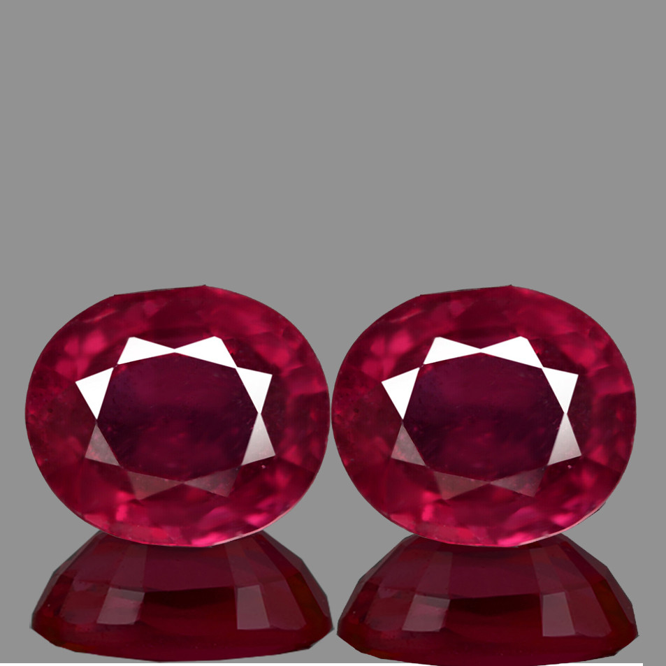 12x10 mm 2 pcs Oval AAA Fire Red Mozambique Ruby Natural - HappyGems