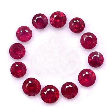 2.50 mm 12 pcs Round AAA Fire Natural Red Ruby ( Longido Tanzania ...
