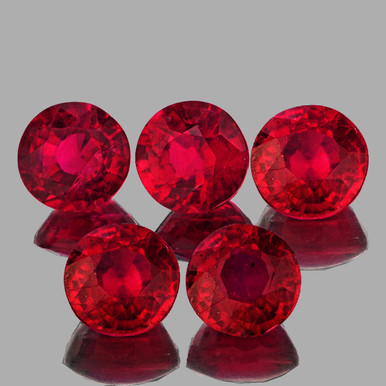3.50 mm 5 pcs {1.14 cts} Round AAA Fire Natural Red Ruby ( Longido ...