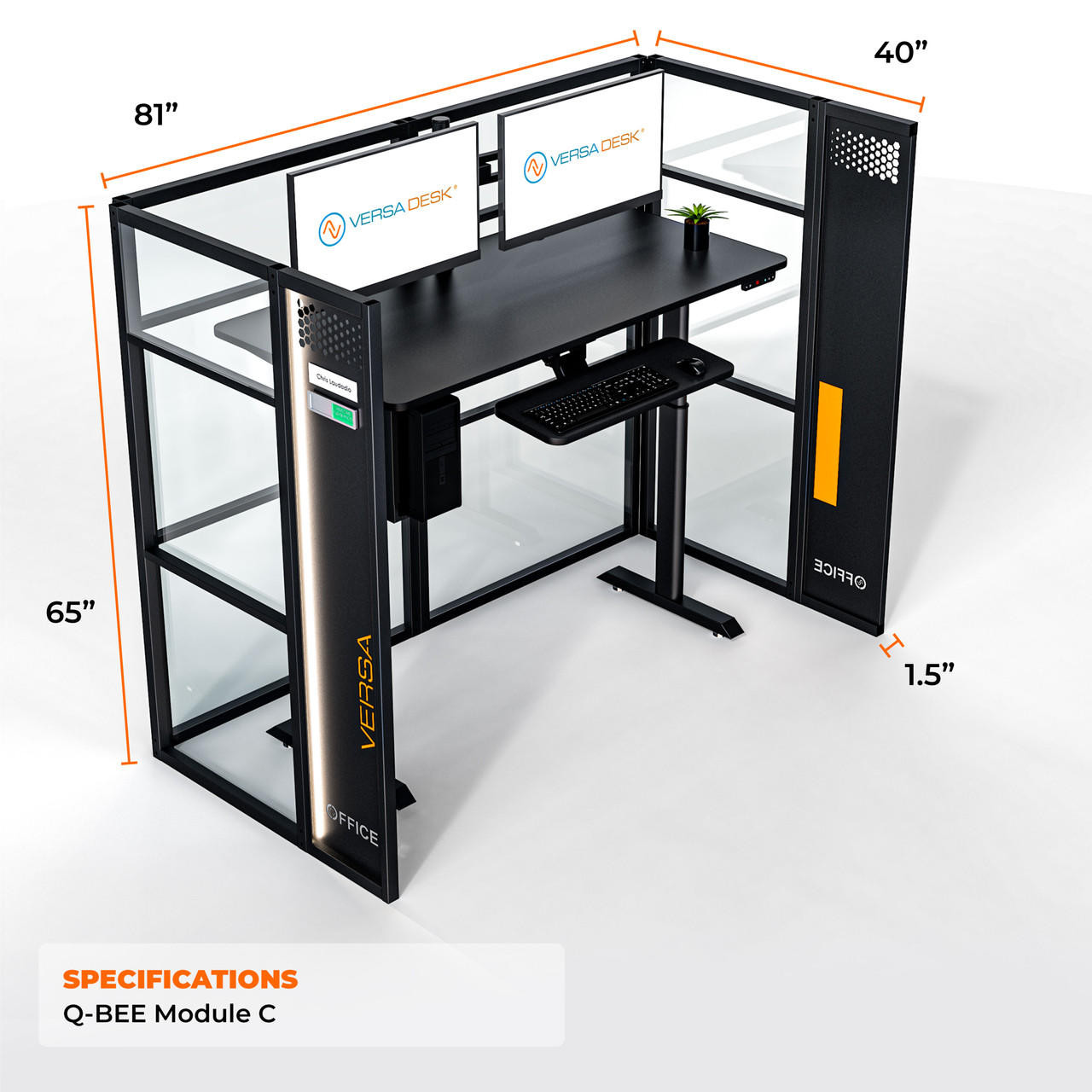 Q-Bee Cube C - Glass Office Cubicle - VersaTables