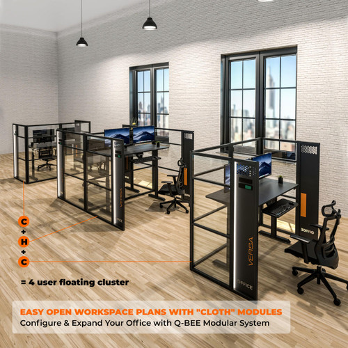 Q-Bee Cube C - Glass Office Cubicle - VersaTables