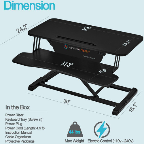 Power Riser Electric Standing Desk Converter , Black