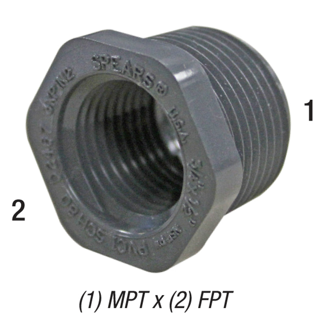 Reducer Bushing 3 4in Mpt X 1 2in Fpt Pvc Sch80 Gray Sonnys