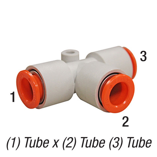 Union Tee, 3/8in Tube, 145PSI, Pack of 10, SMC KQ2T11-00A | Sonny's