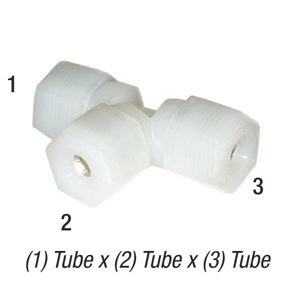 Union Tee, 3/8in Tube x 3/8in Tube x 3/8in Tube, Thermoplastic, N6TU6 | Sonny's