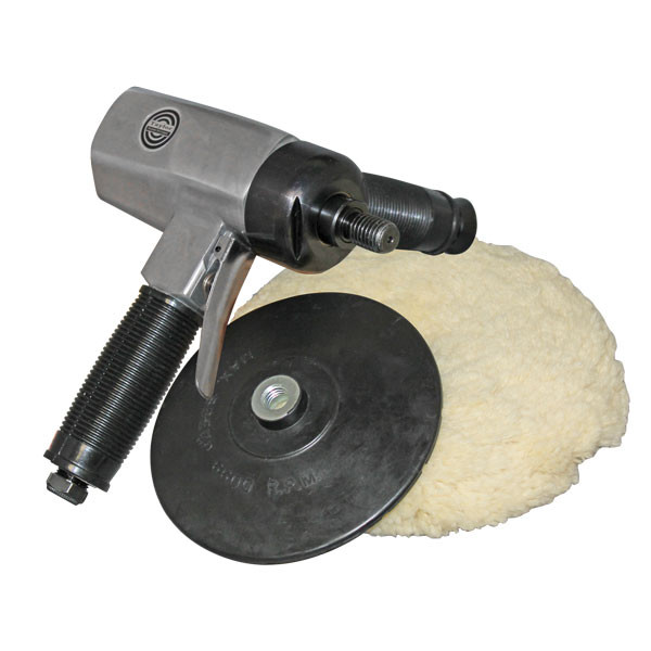 Pneumatic Rotary 7in Angle Mini Polisher, 2000RPM, 1/4in FPT Air Inlet ...