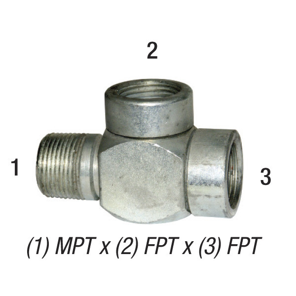 Run Tee Pipe, 3/4in MPT x 3/4in FPT x 3/4in FPT, Steel Zinc Coated ...
