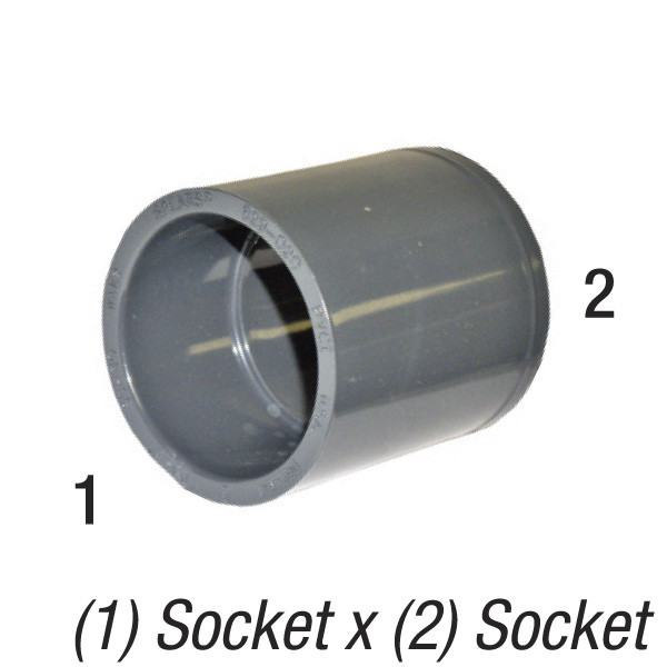 Coupler, 1/2in Socket x 1/2in Socket, PVC SCH80, Gray | Sonny's