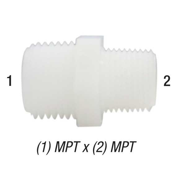 Hex Reducing Nipple, 3/8in MPT x 1/4in MPT, Thread Nylon, M3814 | Sonny's