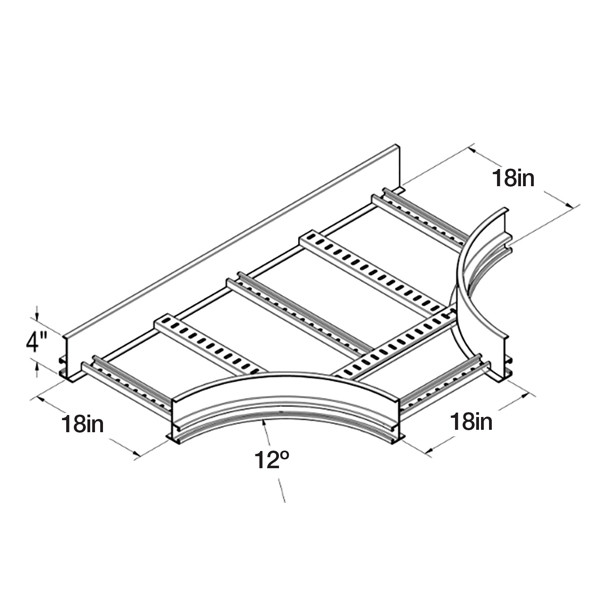 Horizontal Tee Cable Tray, 18in W x 12in Radius | Sonny's