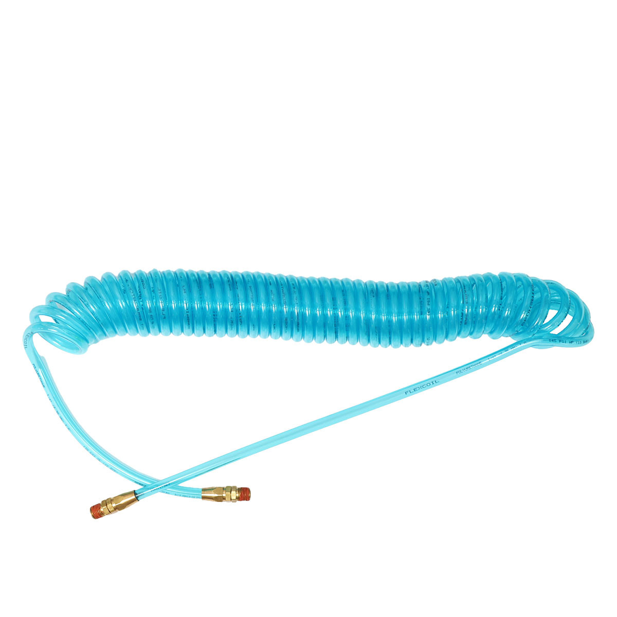 Coiled Hose, 1/4in x 25ft, Polyurethane, Transparent Blue | Sonny's
