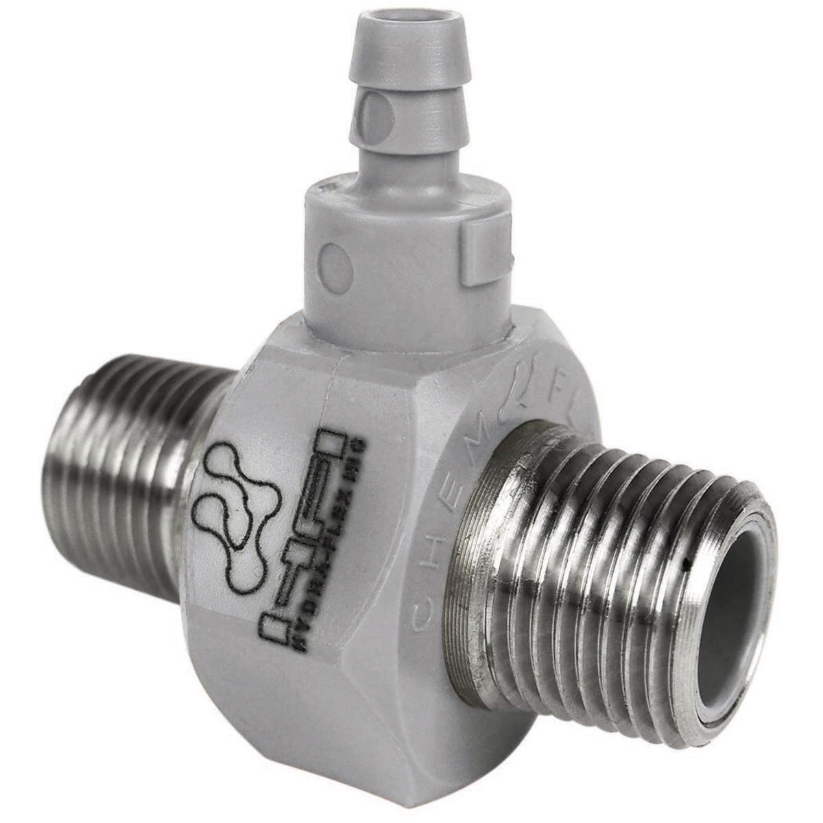 Single Barb Injector, 3/8in NPT x 3/8in NPT, 2.0GPM, Gray, Stainless ...