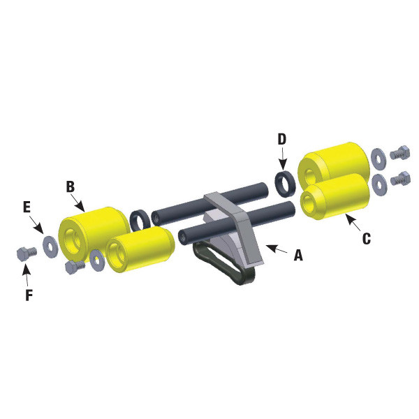 Roller Assembly, Mid 4 Wheel with X458 Carrier Links for Sonnys | Sonny's