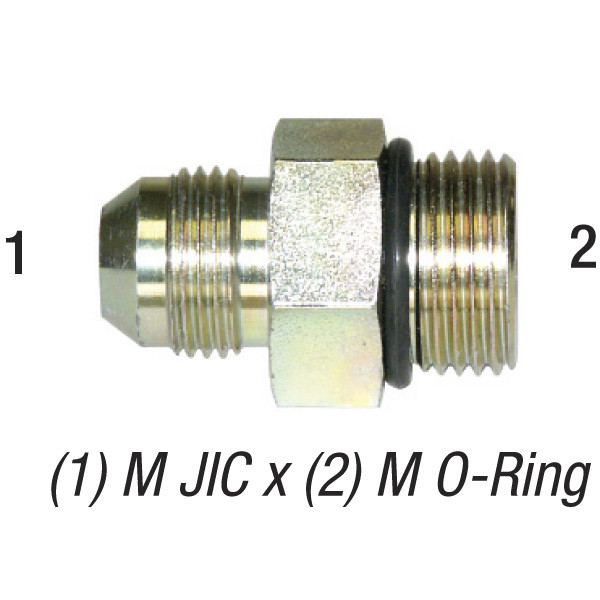 Male Connector, 1/2in Male JIC x 7/8-14 Male Straight Thread x 5/8in O ...