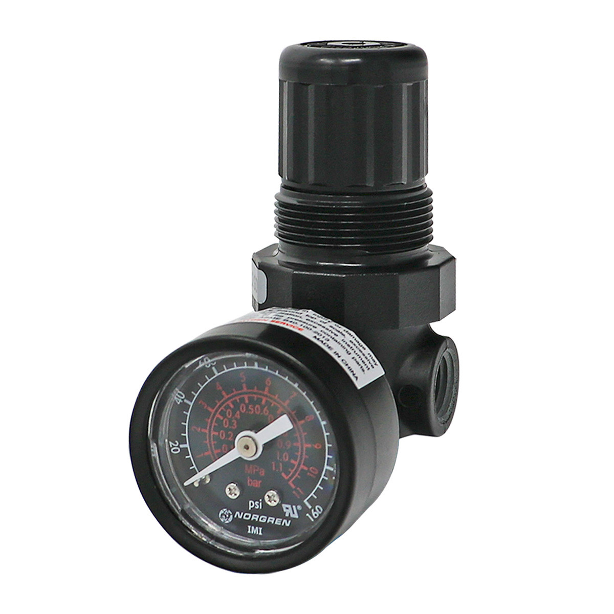 Mini Air Regulator with Gauge, 1/4in FPT, 300PSI, Norgren | Sonny's