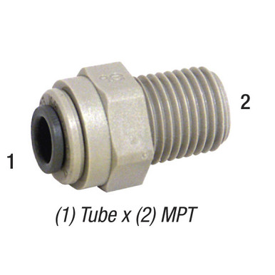 John Guest Male Connector, 1/2in Tube x 3/8in MPT, Poly, Pack of 10 ...