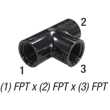 Tee, 1/2in FPT x 1/2in FPT x 1/2in FPT, PVC SCH40, Black | Sonny's