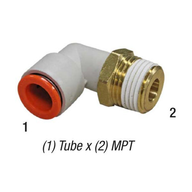 Elbow, 3/8in Tube x 3/8in MPT, 145PSI, Pack of 10, SMC KQ2L11-36AS | Sonny's