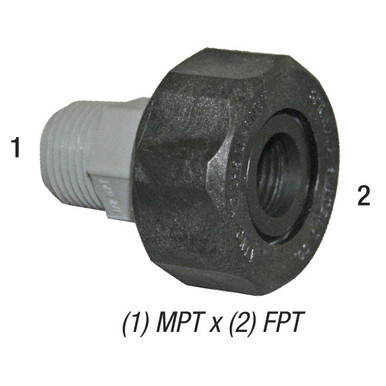 Ball Fitting, 3/8 MPT x 1/4 FPT, 125PSI, Plastic | Sonny's