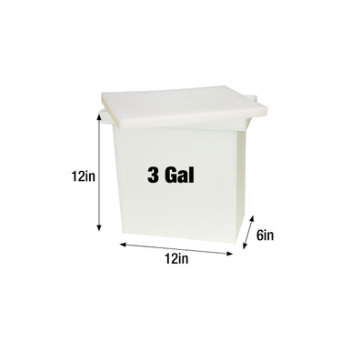 3-Gallon Open Top Rectangular Solution Tank with Lid, 6in L x 12in W x ...