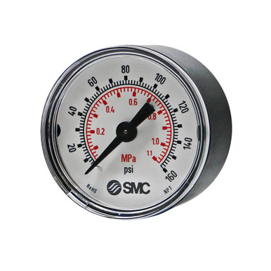 Non-Liquid Filled Mini Pressure Gauge, 1/8in MPT Rear Mount, 0-160PSI ...