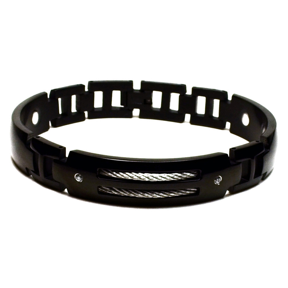Men's Magnetic Black Titanium Golf Cable Bracelet 8.5"