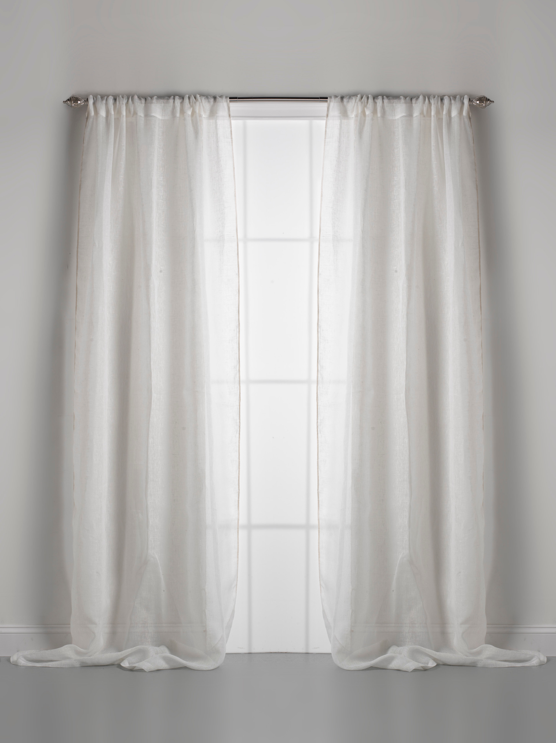 Solid Slate Grey Linen Gauze Window Curtain | Couture Dreams