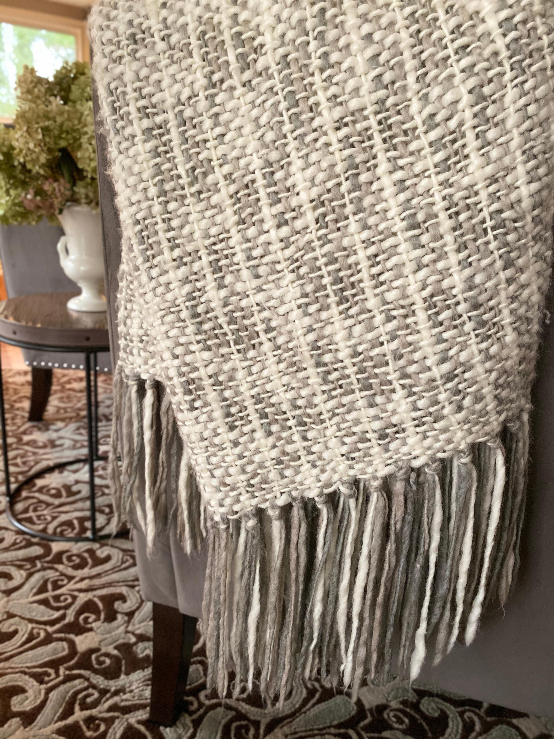 Grey/Ivory Cozi Knit Throw | Couture Dreams