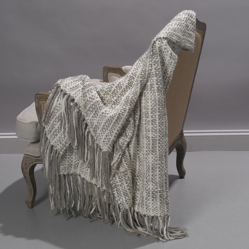 Grey/Ivory Cozi Knit Throw | Couture Dreams