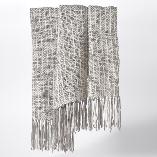 Grey/Ivory Cozi Knit Throw | Couture Dreams