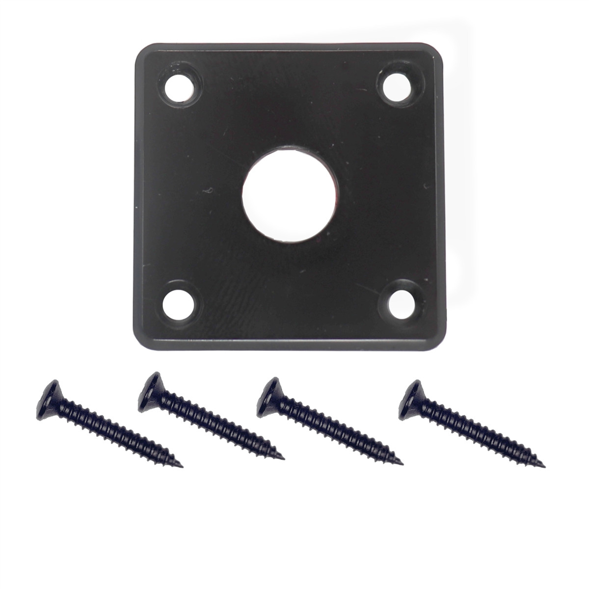 Jack plate square flat black plastic for import lp guitars