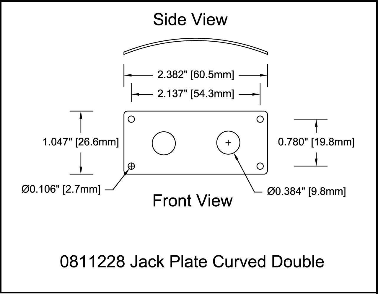 Jack plate rectangular curved double chrome