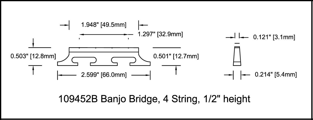 Bridge banjo 4 string standard 1/2 maple ebony