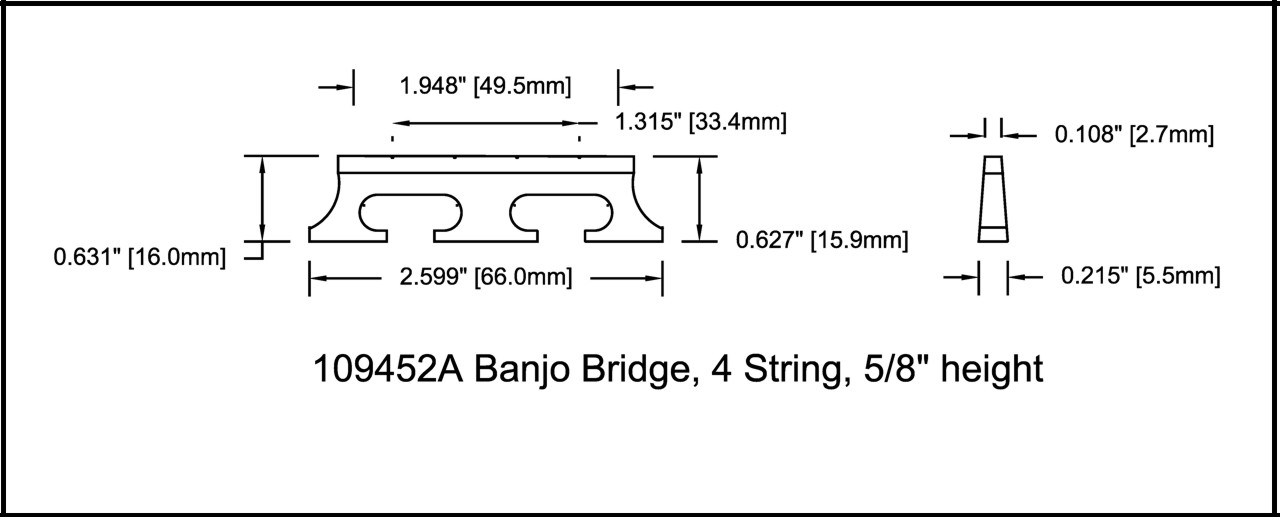 Bridge banjo 4 string standard 5/8 maple ebony