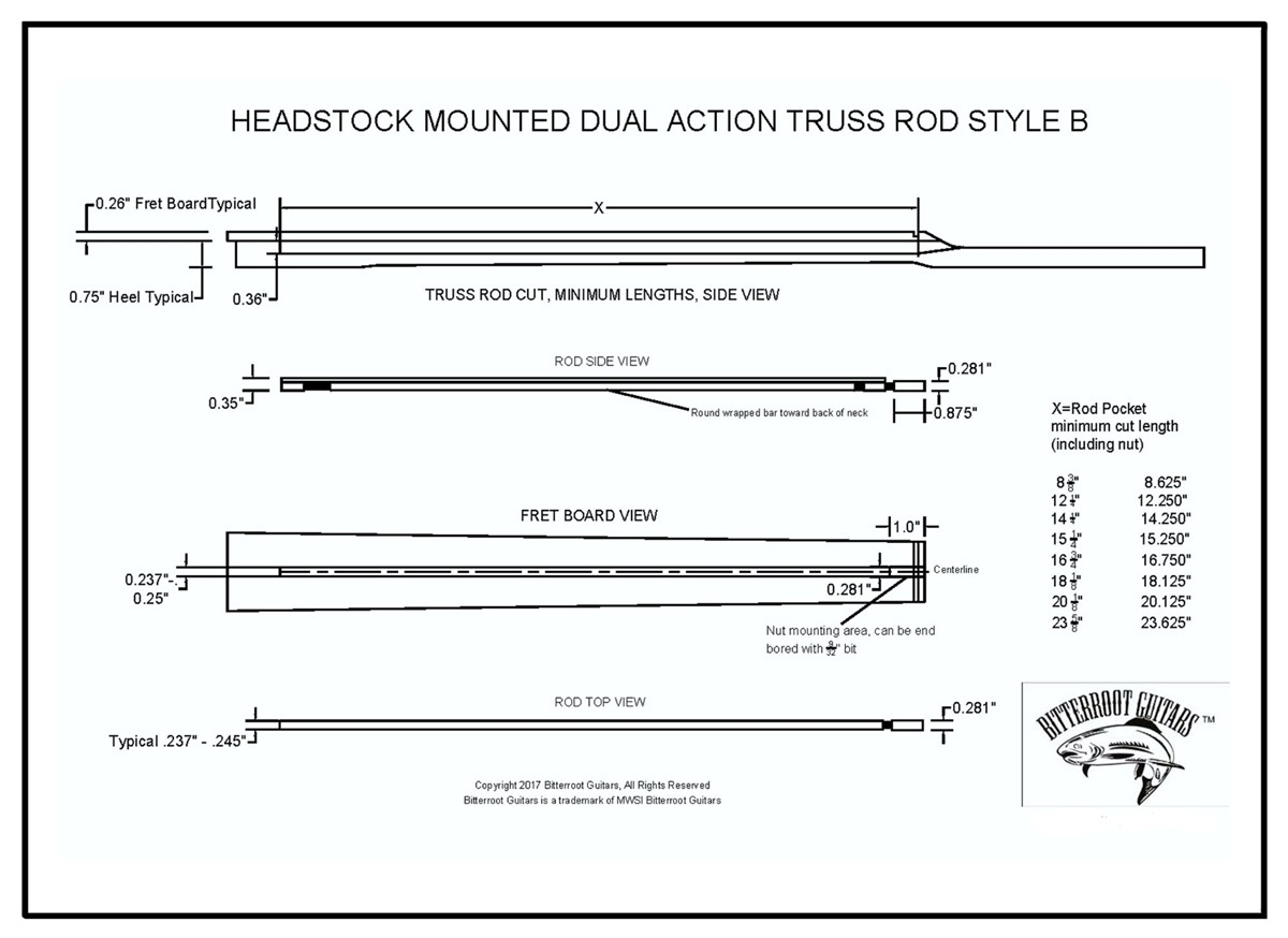 Truss Rod dual action 14" bulk 10 pack