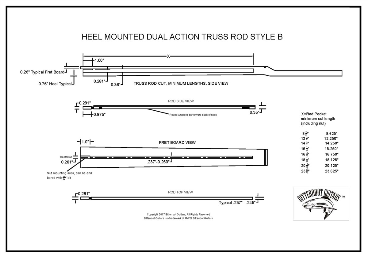 Truss Rod dual action 14" bulk 10 pack