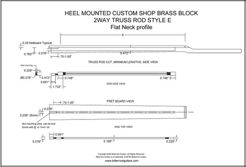 Guitar Truss Rod two way dual action, Custom Shop with brass and steel ...