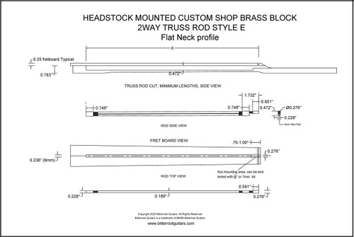 Guitar Truss Rod two way dual action, Custom Shop with brass and steel ...