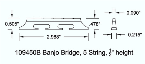 Bridge banjo 5 string standard 1/2" maple ebony