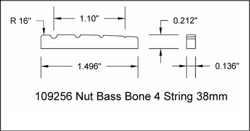 Bass Guitar Bone Nut 38mm 4 String 1 1/2" for Narrow J Bass