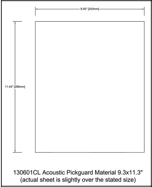 Acoustic Pickguard Material Matte Clear single ply 9 3/8" x 11 3/8"
