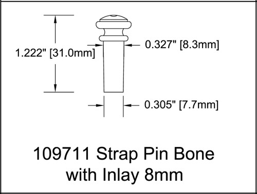 End Strap Pin for Acoustic Guitar Bone Abalone dot