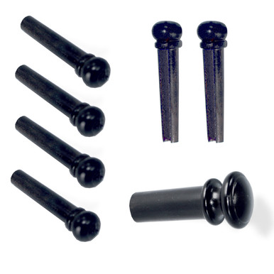 Acoustic Guitar Bridge pins in ebony with slot with Strap End Pin. 3 ...